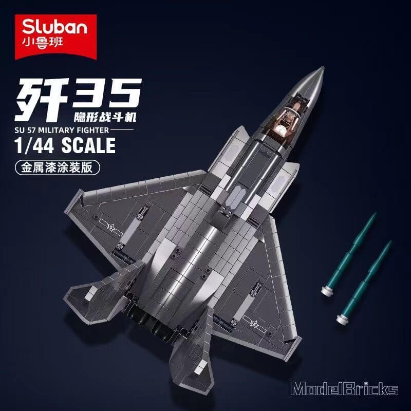 Sluban J-35 Stealth Fighter Metallic Painted Version-Afobrick