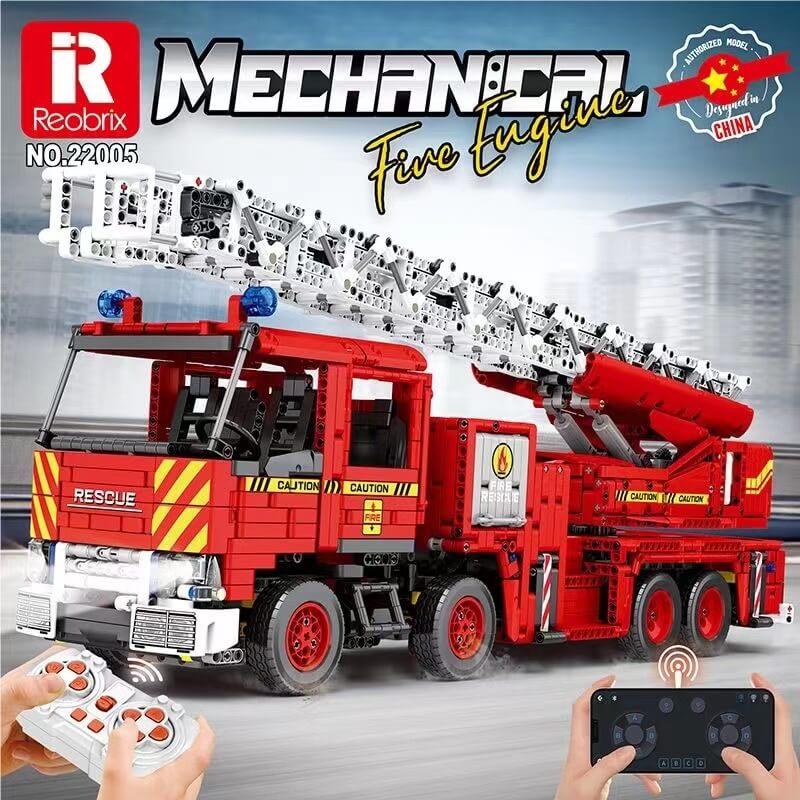 REOBRIX 22005 Fire Ladder Truck RC 2888pcs-Afobrick