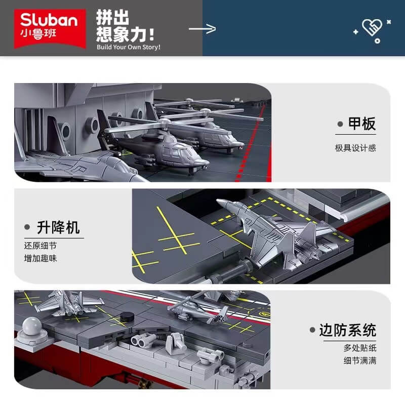 SLUBAN Military Fujian aircraft carrier 1:450-AFOBRICK