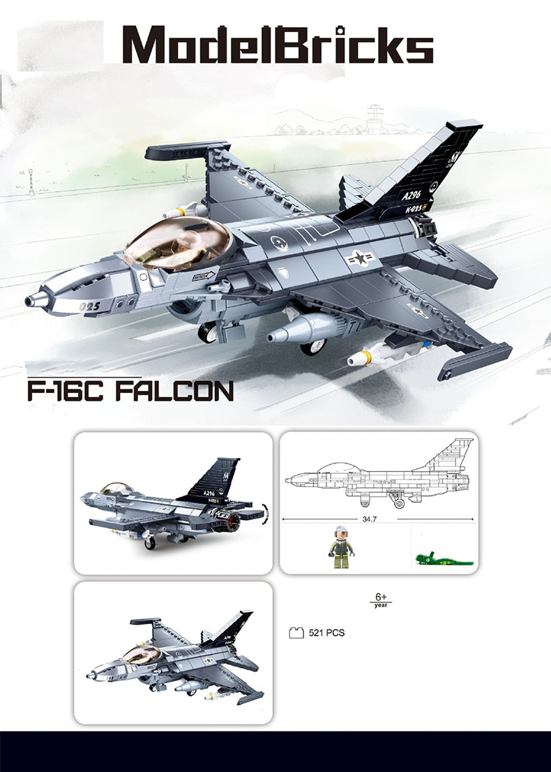 Sluban Military F-16C Falcon-Afobrick